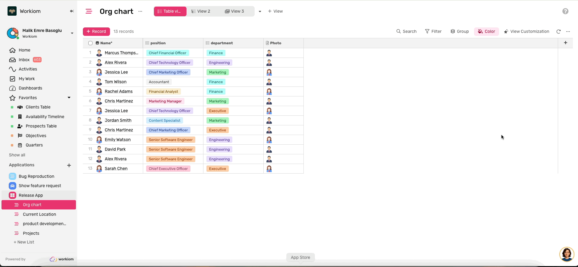 Workiom Help Center | Org Chart View